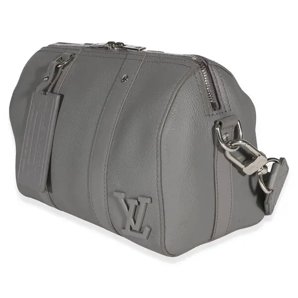 LOUIS VUITTON Grey Grained Calfskin Aerogram City Keepall - Gray