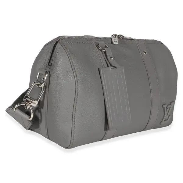 LOUIS VUITTON Grey Grained Calfskin Aerogram City Keepall - Gray