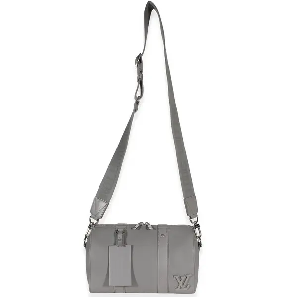 LOUIS VUITTON Grey Grained Calfskin Aerogram City Keepall - Gray