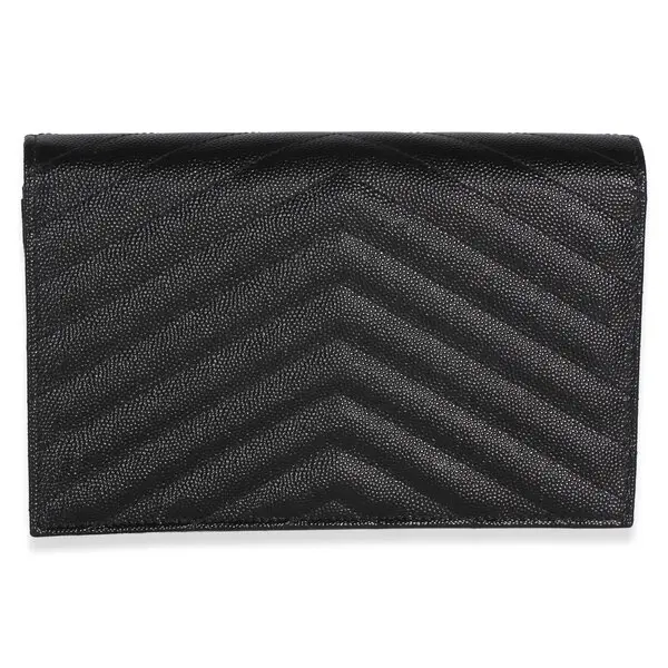 Saint Laurent Grain De Poudre Classic Cassandre Chain Wallet - Black