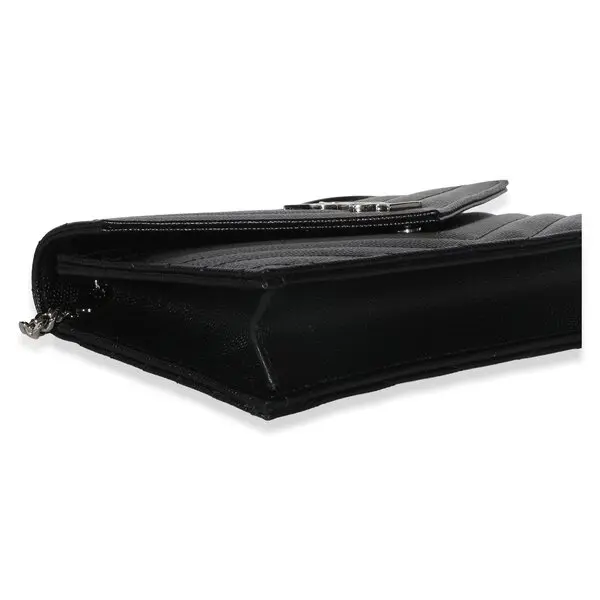 Saint Laurent Grain De Poudre Classic Cassandre Chain Wallet - Black