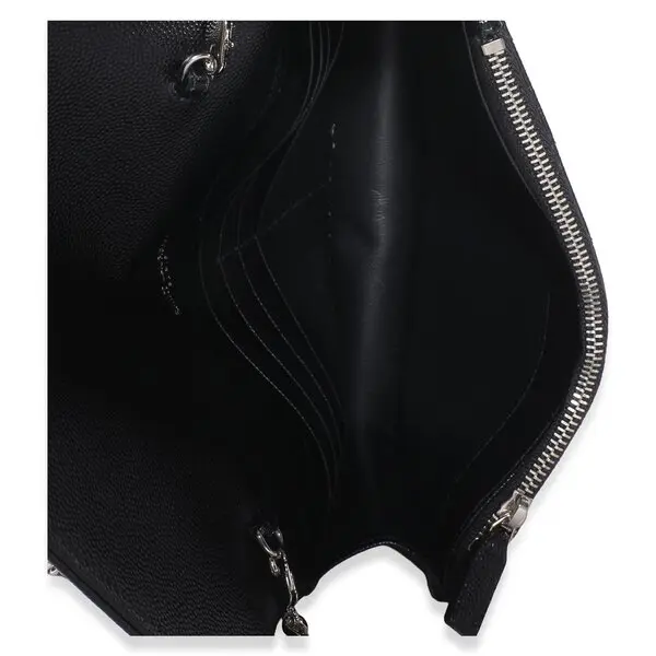 Saint Laurent Grain De Poudre Classic Cassandre Chain Wallet - Black
