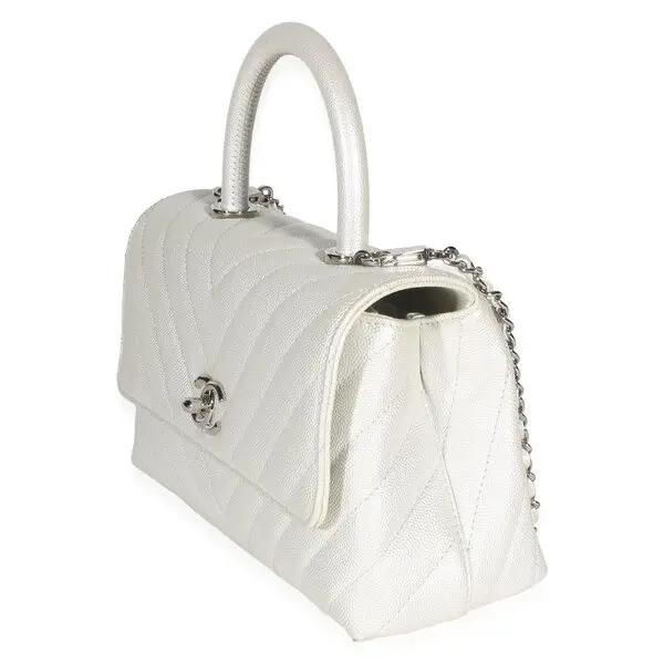 Chanel Chevron Caviar Coco Top Handle Bag
