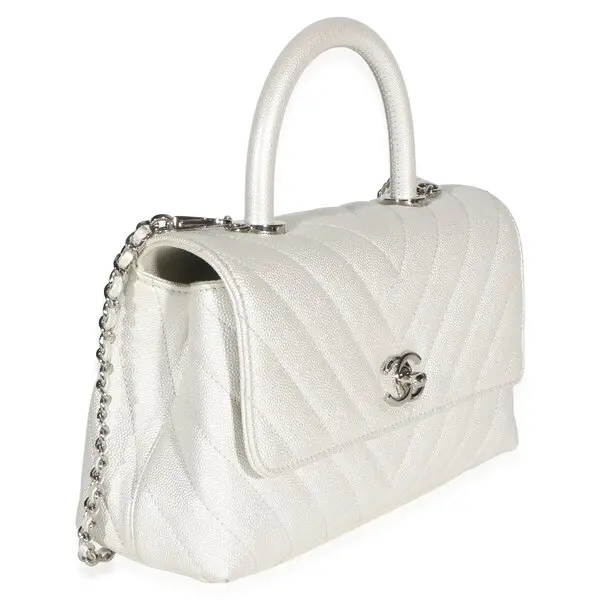 Chanel Chevron Caviar Coco Top Handle Bag