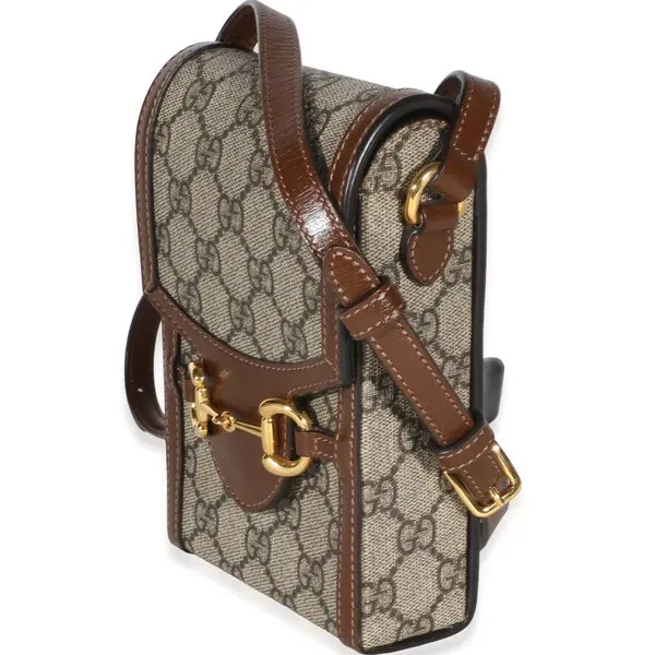 Gucci Beige Gg Supreme Monogram Horsebit 1955 Crossbody Bag