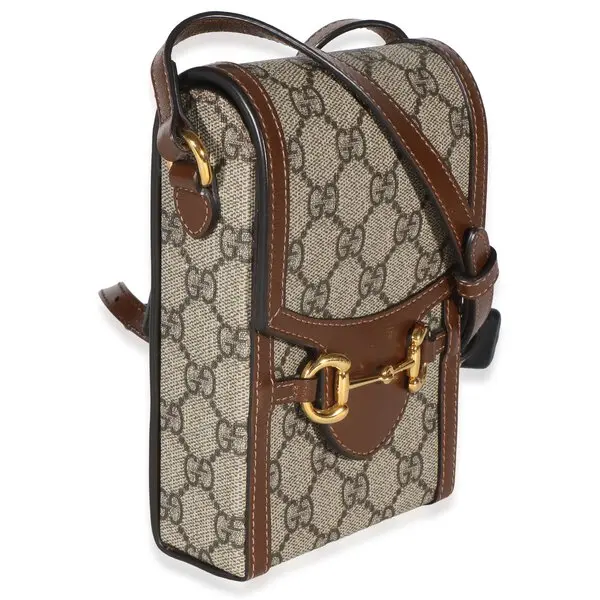 Gucci Beige Gg Supreme Monogram Horsebit 1955 Crossbody Bag