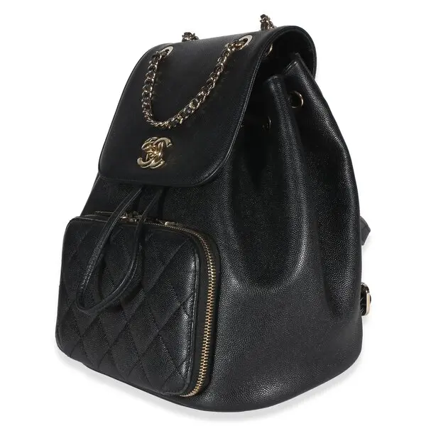 Chanel Quilted Caviar Business Affinity Backpack - Black