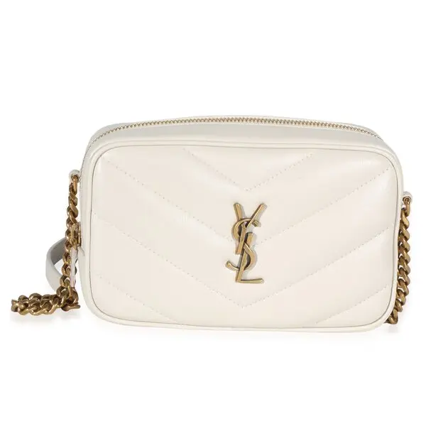 Saint Laurent Matelassé Monogram Camera Bag - White