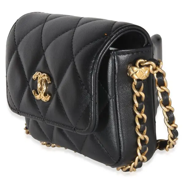 Chanel Quilted Lambskin Cc Clutch With Chain - Black