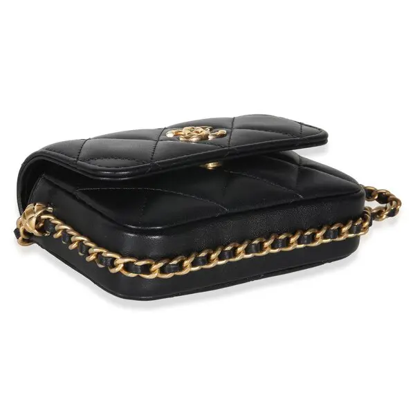 Chanel Quilted Lambskin Cc Clutch With Chain - Black