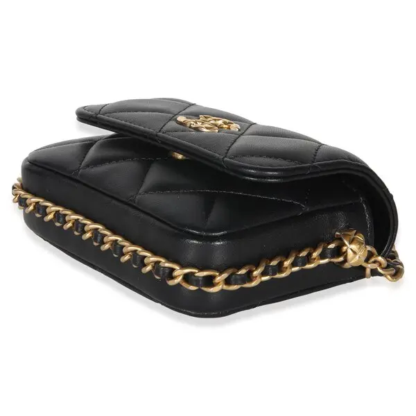 Chanel Quilted Lambskin Cc Clutch With Chain - Black