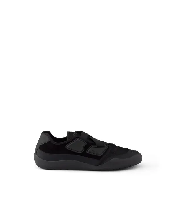 Prada Speedrock Leather And Mesh Fabric Sneakers