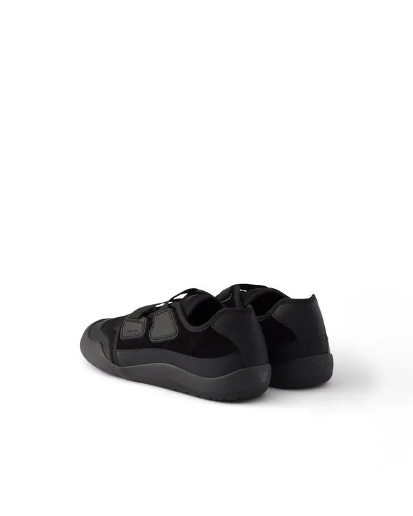 Prada Speedrock Leather And Mesh Fabric Sneakers