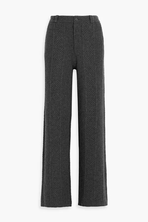 Guest In Residence Cableknit Wool And Cashmereblend Wideleg Pants - Charcoal