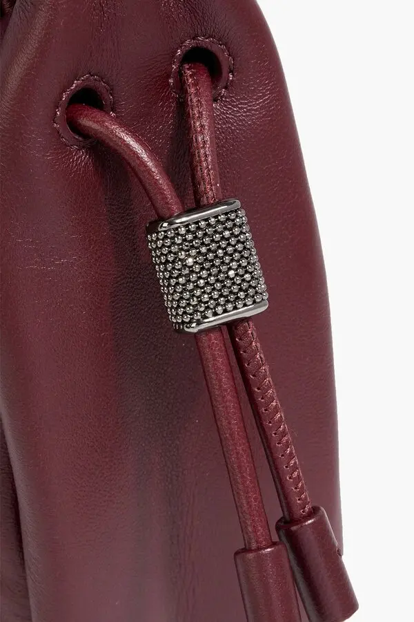 Brunello Cucinelli Beaded Embellished Leather Shoulder Bag