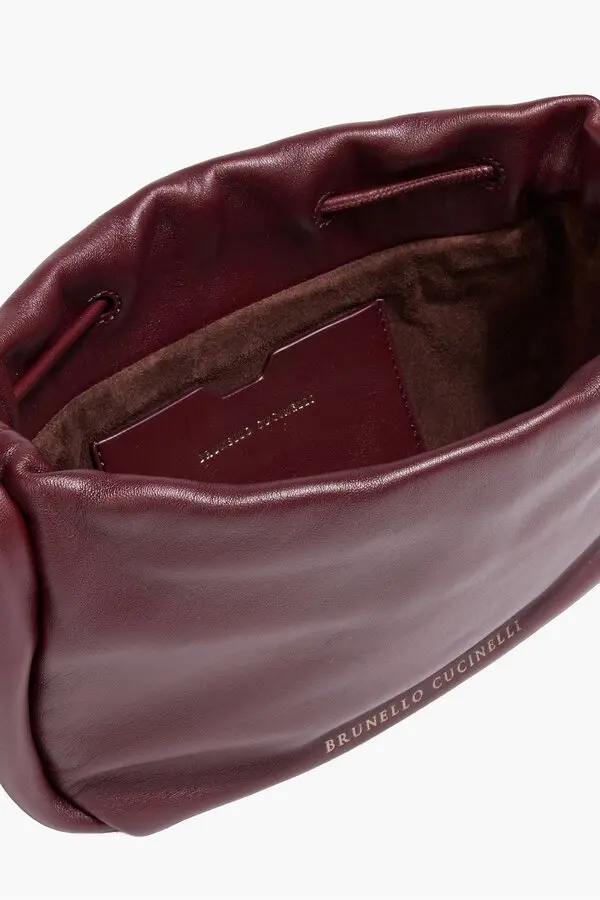 Brunello Cucinelli Beaded Embellished Leather Shoulder Bag