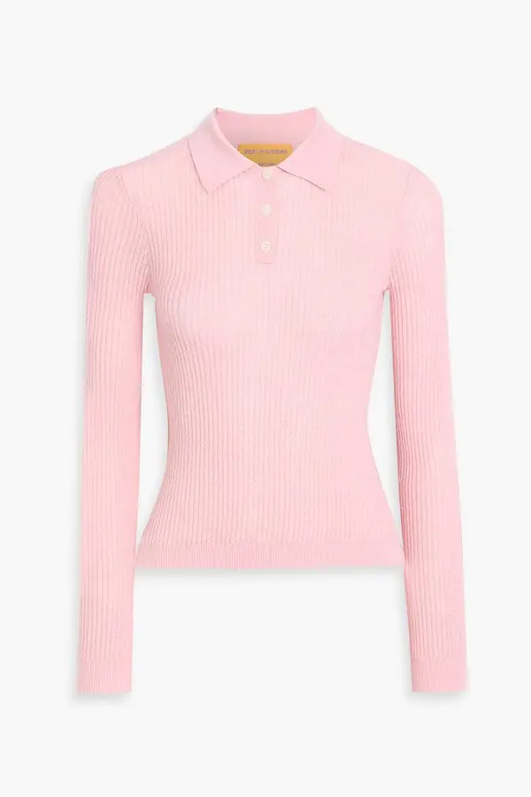 Guest In Residence Ribbed Cashmere Polo Sweater