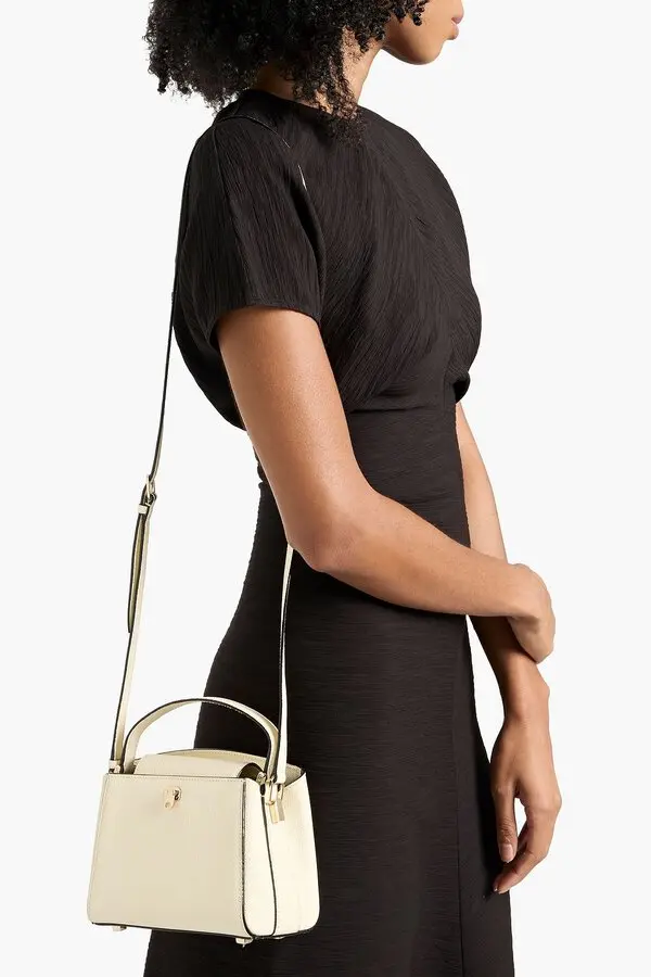 VALEXTRA Brera Mini Pebbledleather Tote - Ivory