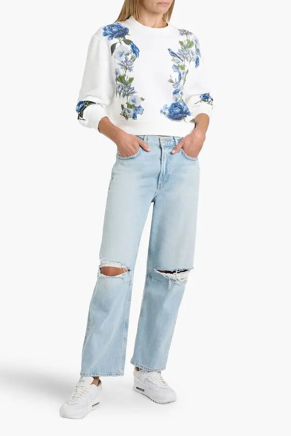Alice + Olivia Russell Printed French Cotton-blend Terry Sweatshirt