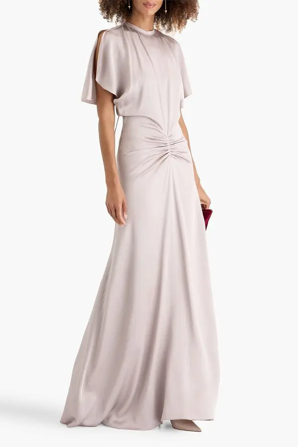 Victoria Beckham Isabella Gathered Satin-crepe Maxi Dress - Lilac