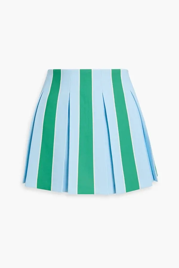 Alice + Olivia Alice Olivia Emilie Pleated Striped Crepe Mini Skirt - Light Blue