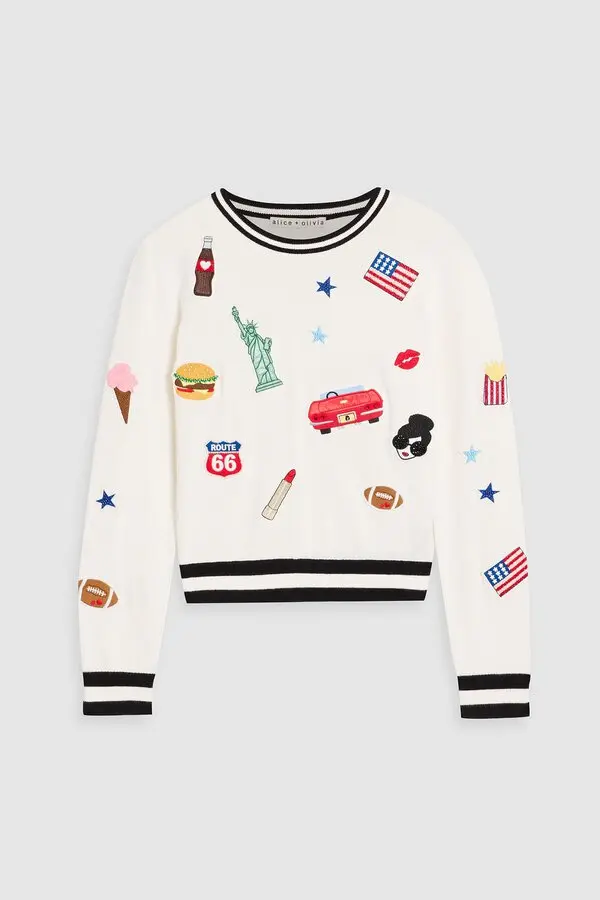 Alice + Olivia Carolann Appliquéd Sweater