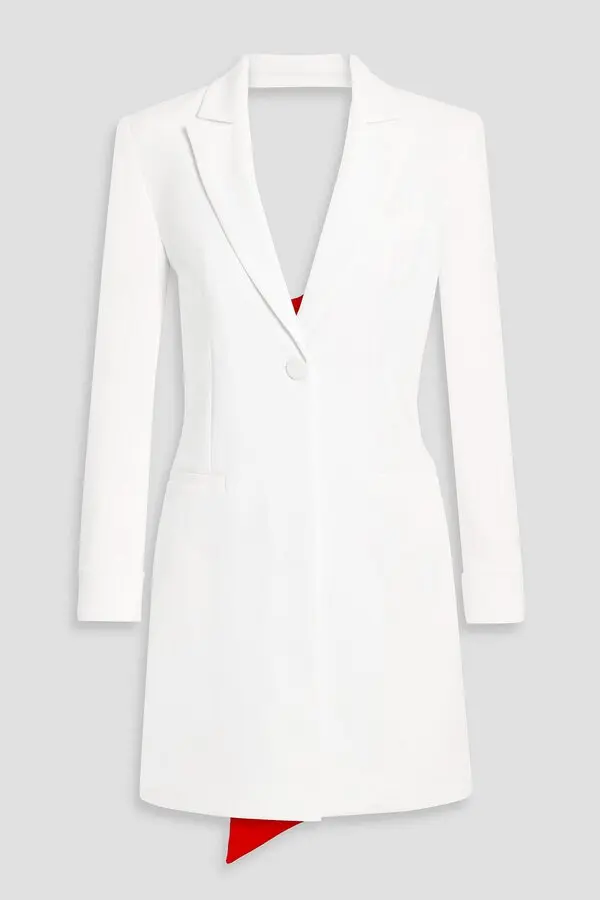 Alice + Olivia Alice Olivia Shawn Bowdetailed Crepe Mini Tuxedo Dress - White