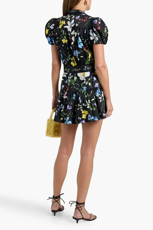 Alice + Olivia Cora Printed Cotton-blend Poplin Mini Shirt Dress