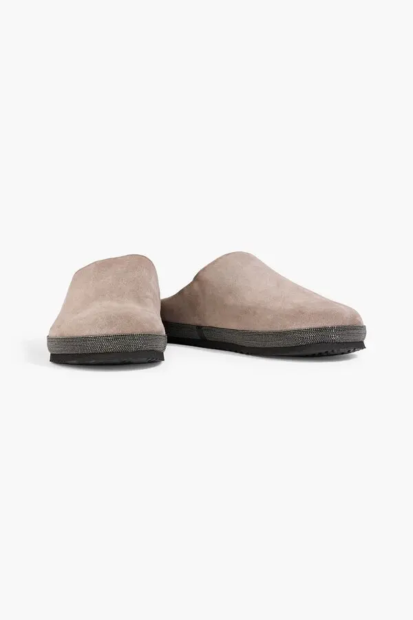 Brunello Cucinelli Beadembellished Suede Clogs