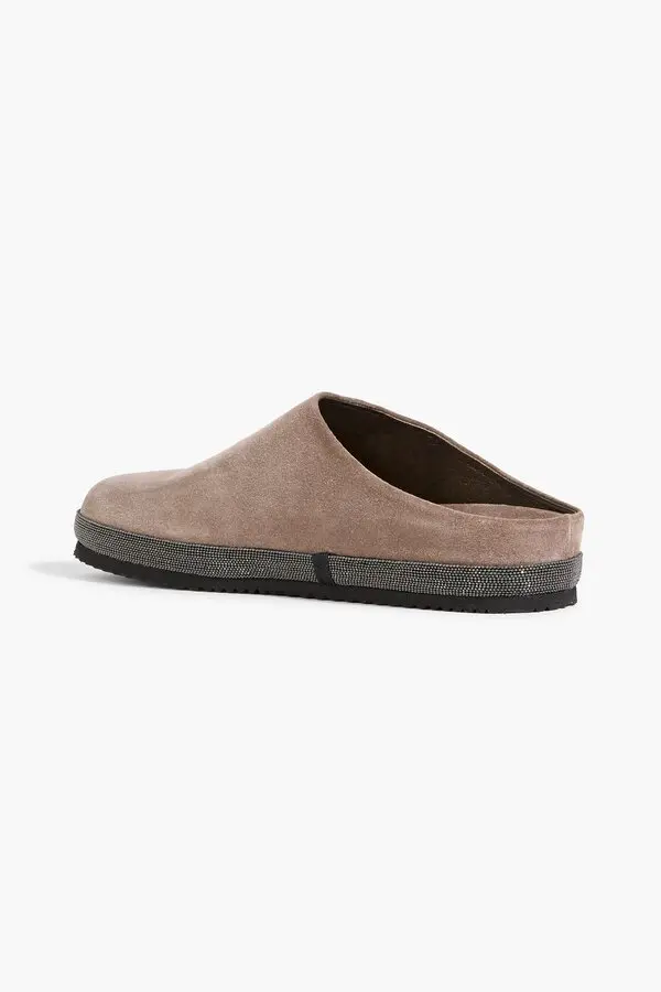 Brunello Cucinelli Beadembellished Suede Clogs