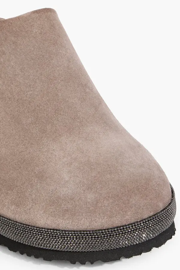 Brunello Cucinelli Beadembellished Suede Clogs