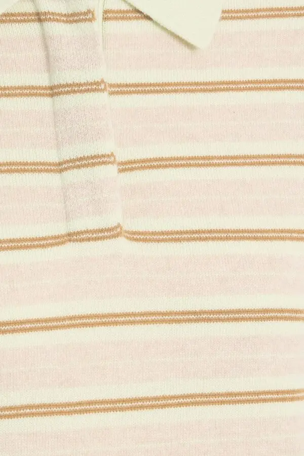 Guest In Residence Striped Layered Cashmere Polo Sweater - Light Green