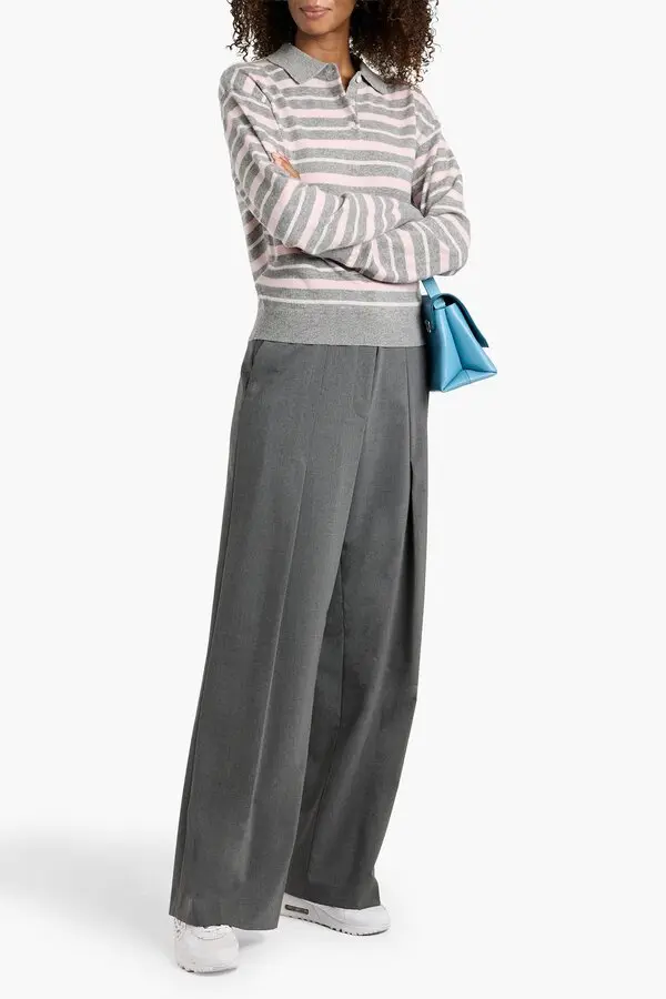 Guest In Residence Striped Cashmere Polo Sweater