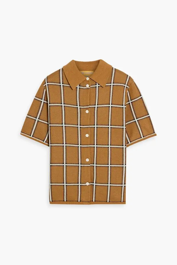 Guest In Residence Checked Silk And Linenblend Shirt