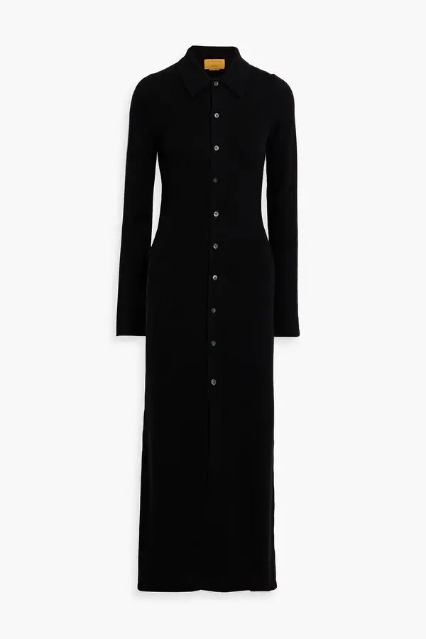 Guest In Residence Showtime Cashmere Maxi Shirt Dress - Black