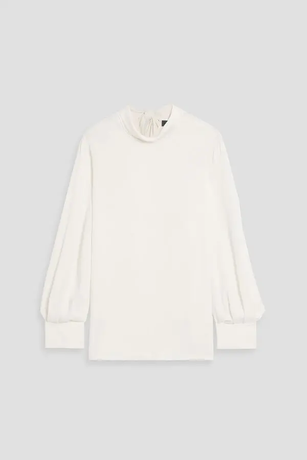 Theory Tieneck Silk Blouse - Ivory