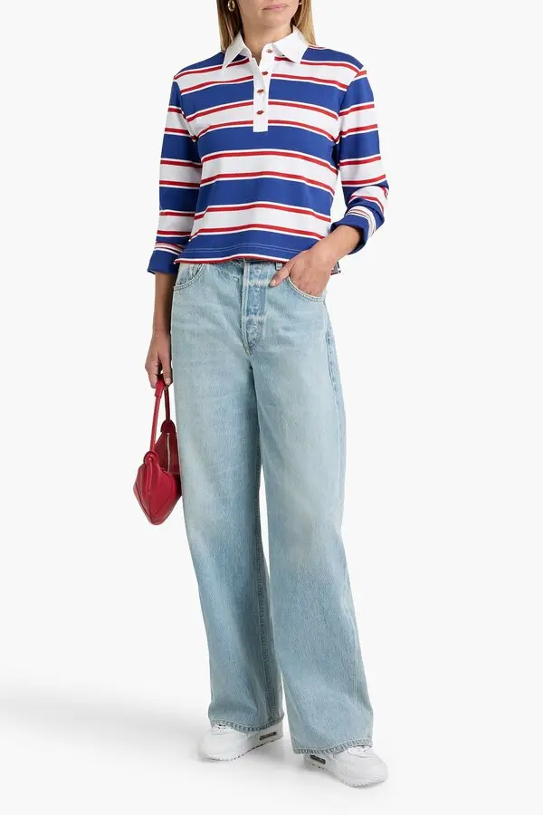 Alice + Olivia Alice Olivia Lyle Striped Jersey Polo Shirt