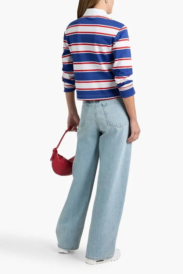 Alice + Olivia Alice Olivia Lyle Striped Jersey Polo Shirt