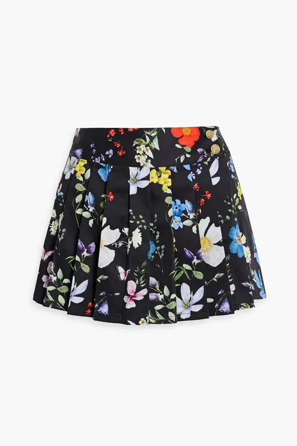 Alice + Olivia Floral Print Pleated Skirt Shorts