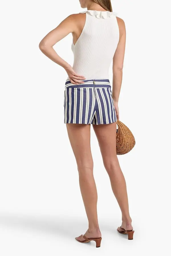 Alice + Olivia Alice Olivia Daryn Ruffled Ribbedknit Top