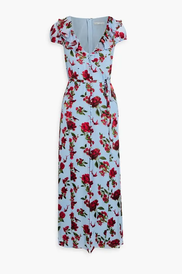 Alice + Olivia Alice Olivia Tara Floralprint Fil Coupéchiffon Maxi Dress - Light Blue