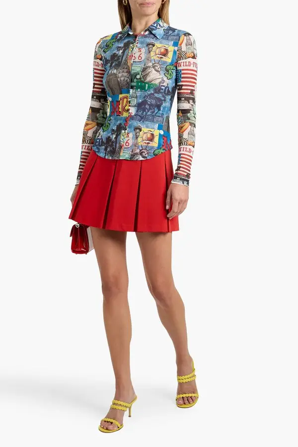 Alice + Olivia Alice Olivia Jade Printed Stretchmesh Shirt