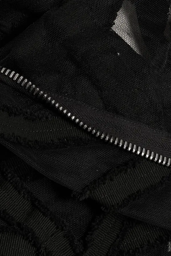 Rick Owens Distressed Tulle Biker Jacket