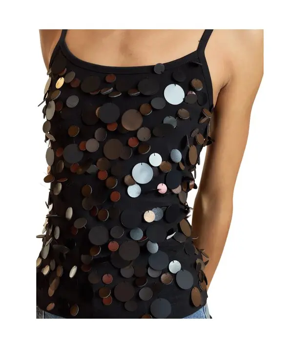 Cynthia Rowley Paola Paillette Cami - Black