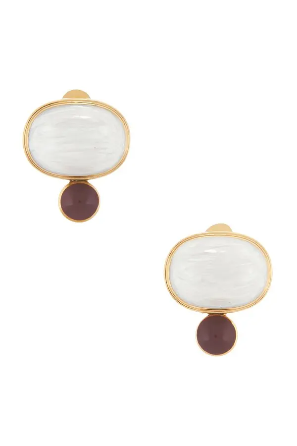 HEAVEN MAYHEM Solara Earrings In Burgundy - Gold