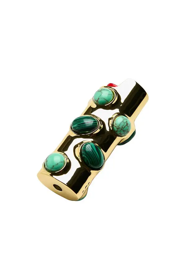 Edie Parker Stoned Lighter Case In Multi - Malachite