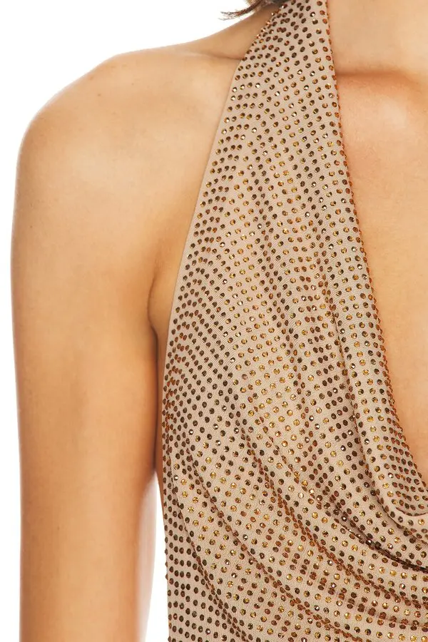 HAELO Rhinestone Halter Mini Dress