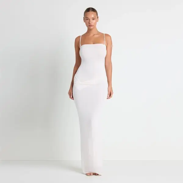SKIMS Sheer Modal Long Dress | White | Medium | Vettese X - Ecru