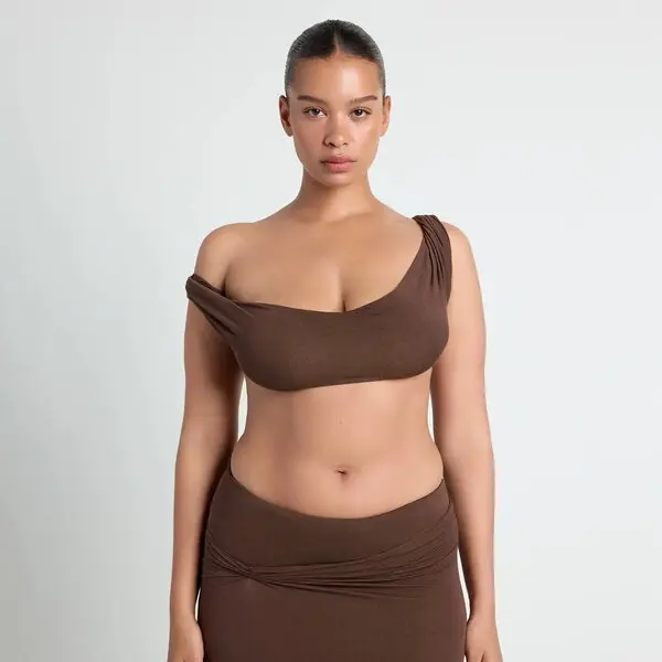SKIMS Sheer Modal Draped Bralette | Deep Neutral | | Vettese X