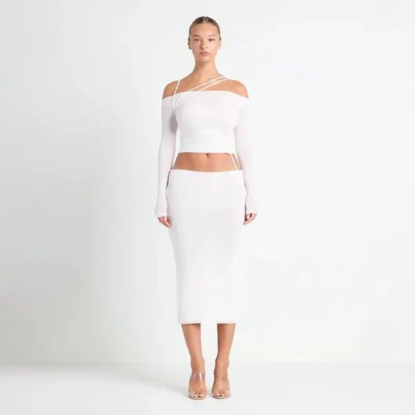 SKIMS Sheer Modal Midi Skirt - Ecru